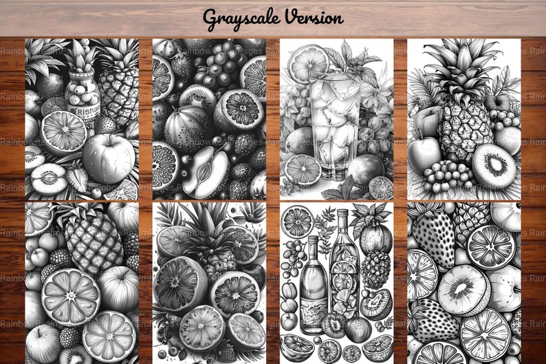 Tropical Fruit Coloring Pages - 80 Grayscale & Light Printable Pdfs ...