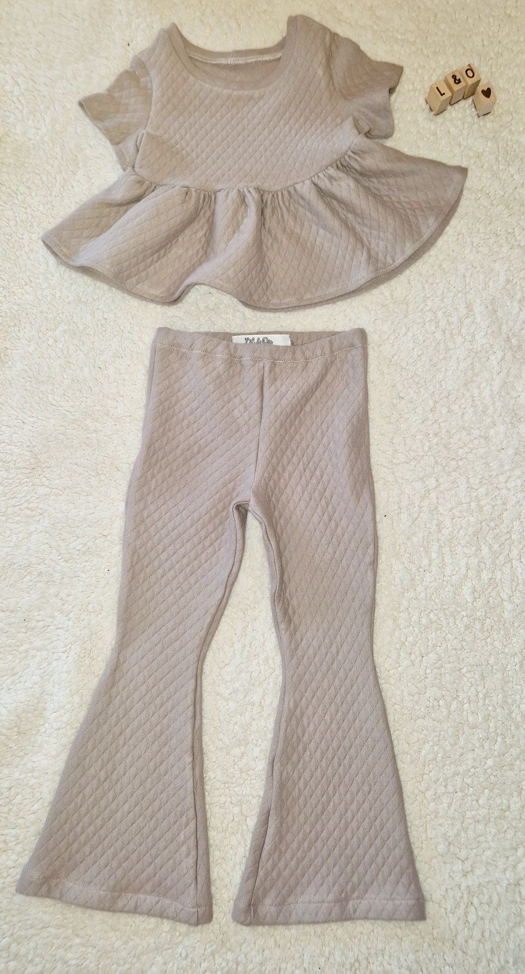 Girls Quilted Clothing Set, Flares and Top, Easter Outfit, Birthday ...