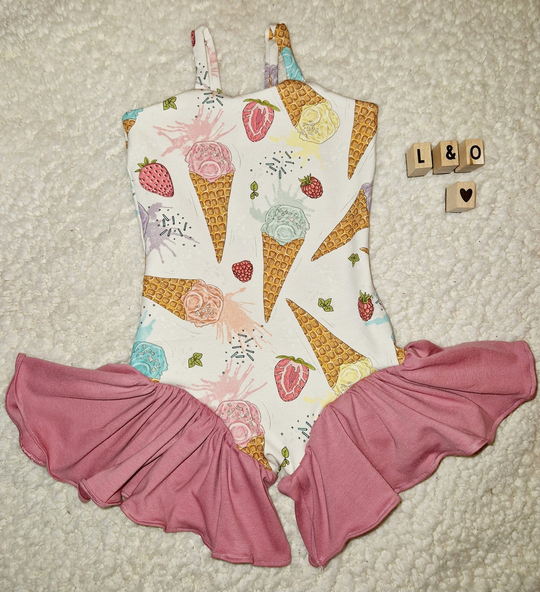 Ice Cream Print Leotard for Girls, Beach Outfit, Easter Outfit, Summer ...