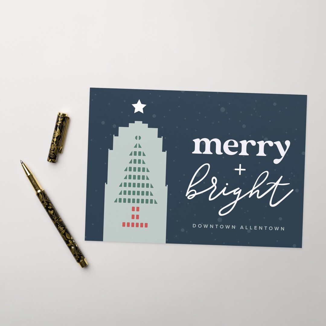 Merry & Bright Downtown Allentown Holiday Card With PPL Tower - Etsy
