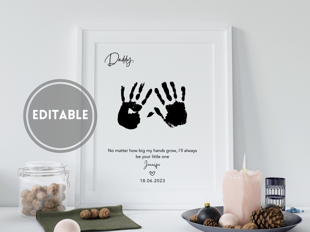Editable and Printable Father's Day Handprint Craft, 8x10 Gift for Dad ...