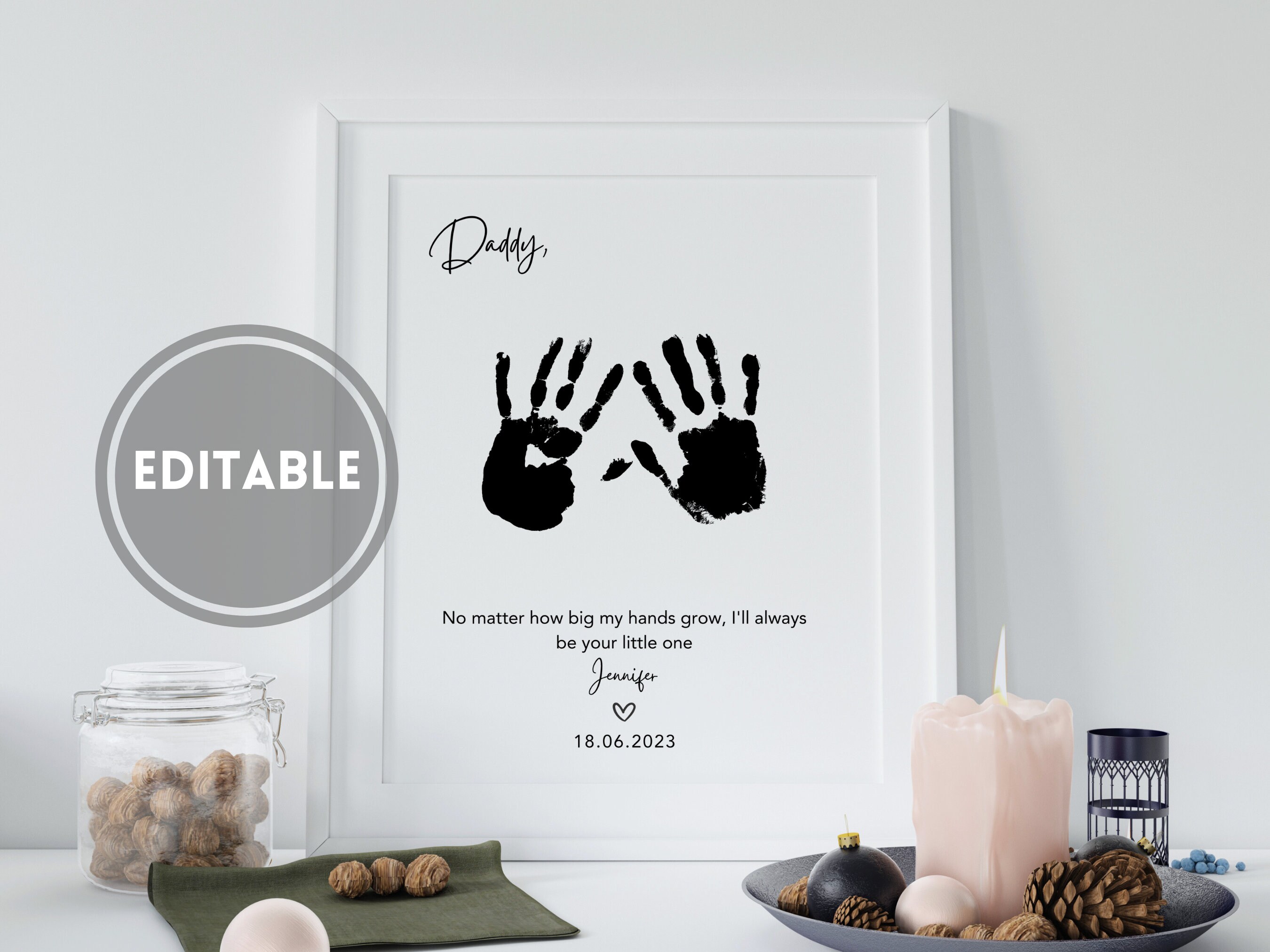 Editable and Printable Father's Day Handprint Craft, 8x10 Gift for Dad ...