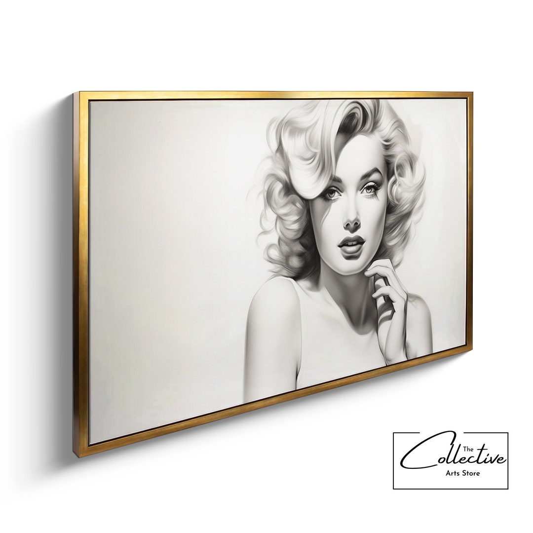 Marilyn Monroe Canvas Fine Line Drawing Marilyn Monroe Wall Art Marilyn ...