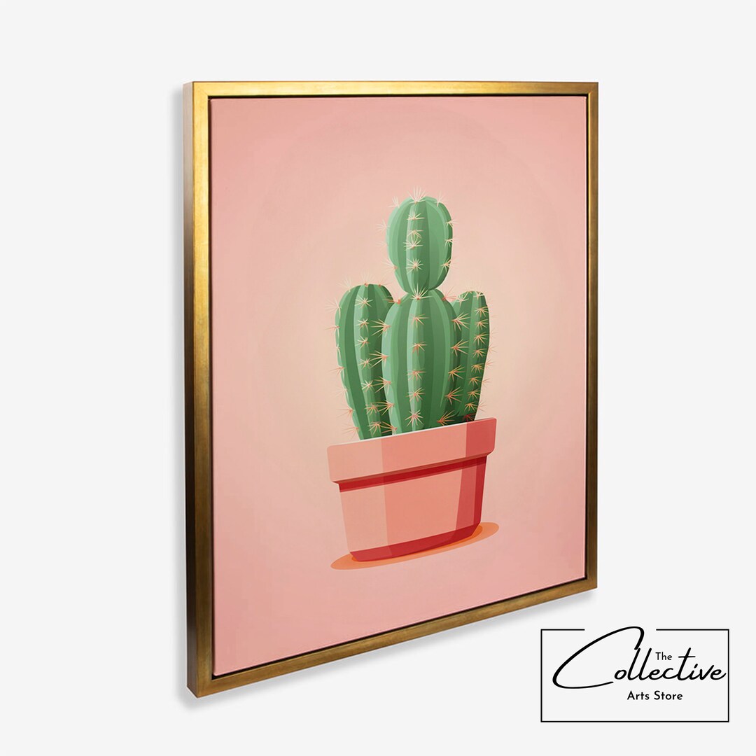 Cactus Poster Minimalistic Cactus Canvas Cute Cactus Print Floral Wall ...