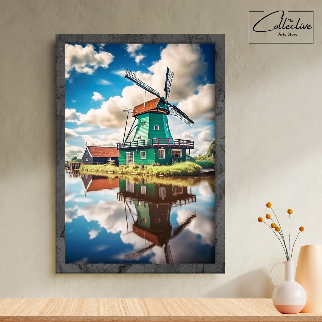 Amsterdam Windmill Poster Holland Windmill Wall Decor Dutch - Etsy