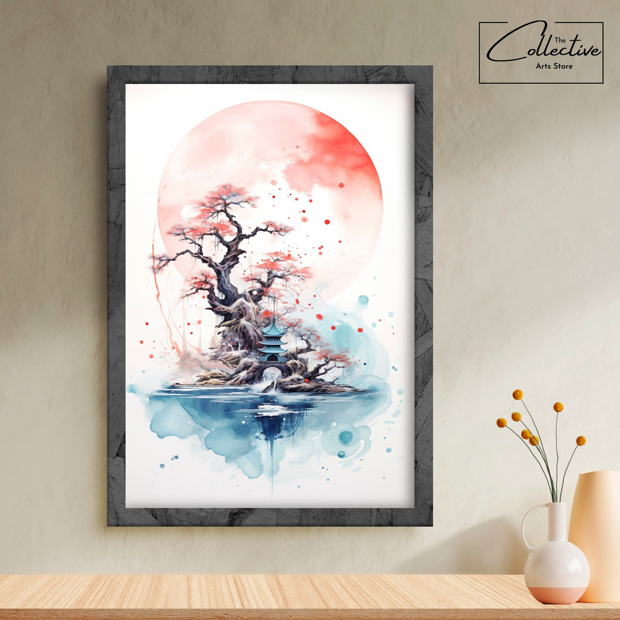 Chinese Landscape Watercolour Poster China Landscape Canvas Zen Garden ...