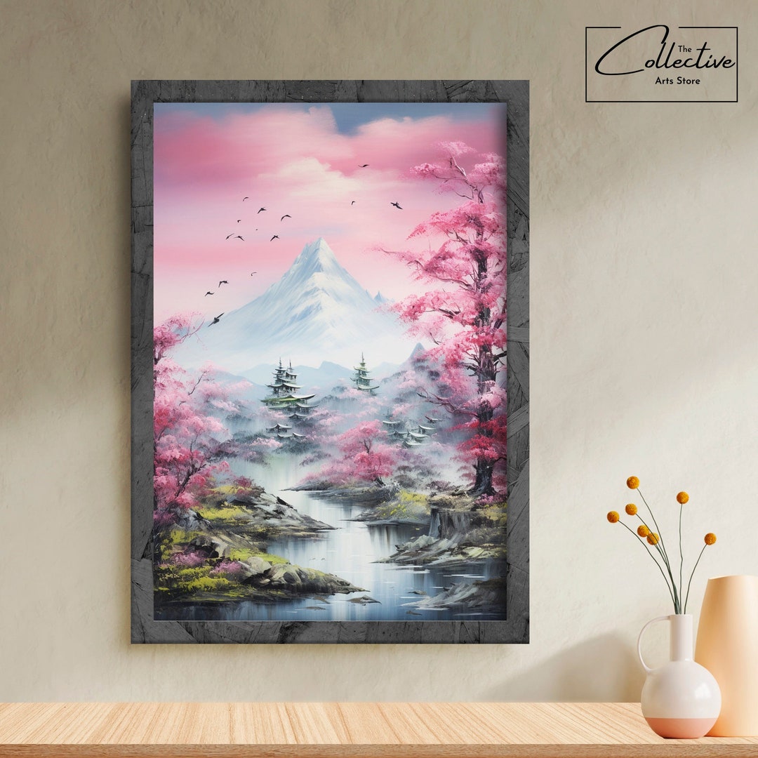 Japan Cherry Blossom Poster Japan Canvas Wall Art Japan Landscape ...