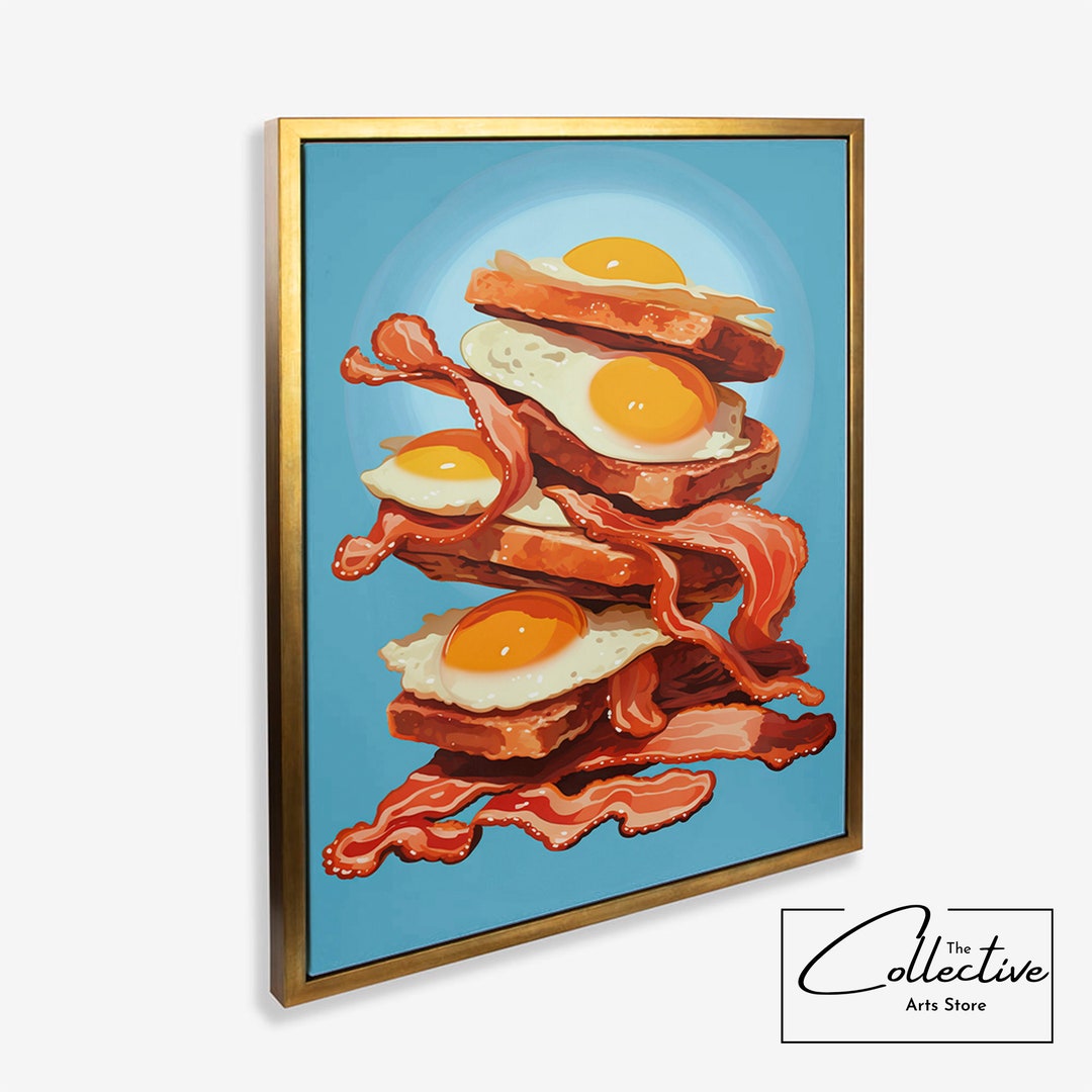 Bacon Eggs Pop Art Poster Breakfast Pop Art Framed Canvas Bacon Eggs ...