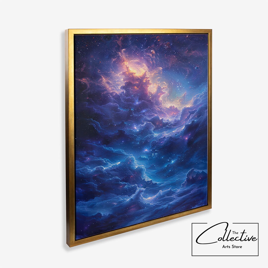 Space Wall Art, Celestial Decor, Space Painting, Celestial Art, Bed ...