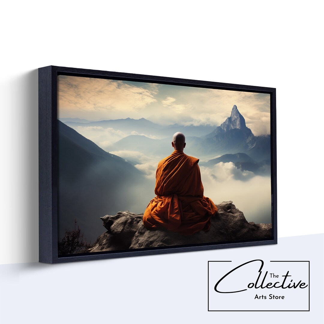 Meditation Poster Monk Portrait Canvas Meditation Wall Decor Monk Zen ...