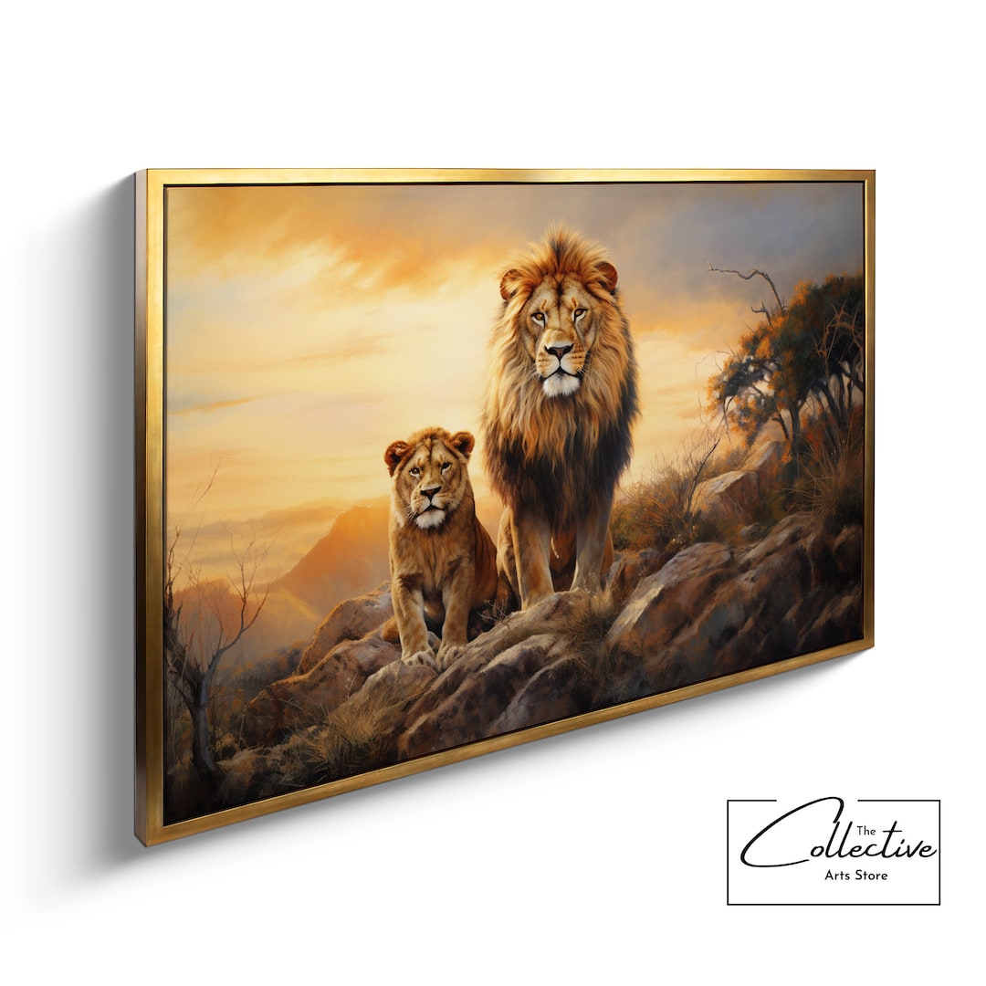 Lion Art Poster Lion Portrait Canvas Wildlife Present Art Welcome Home ...