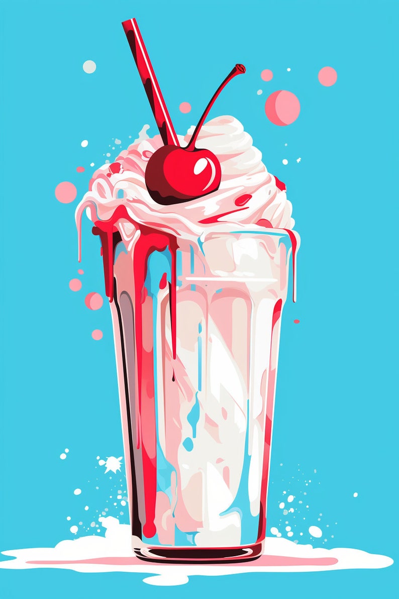 Milkshake Poster Ice Cream Wall Art Diner Decor Milkshake Art - Etsy