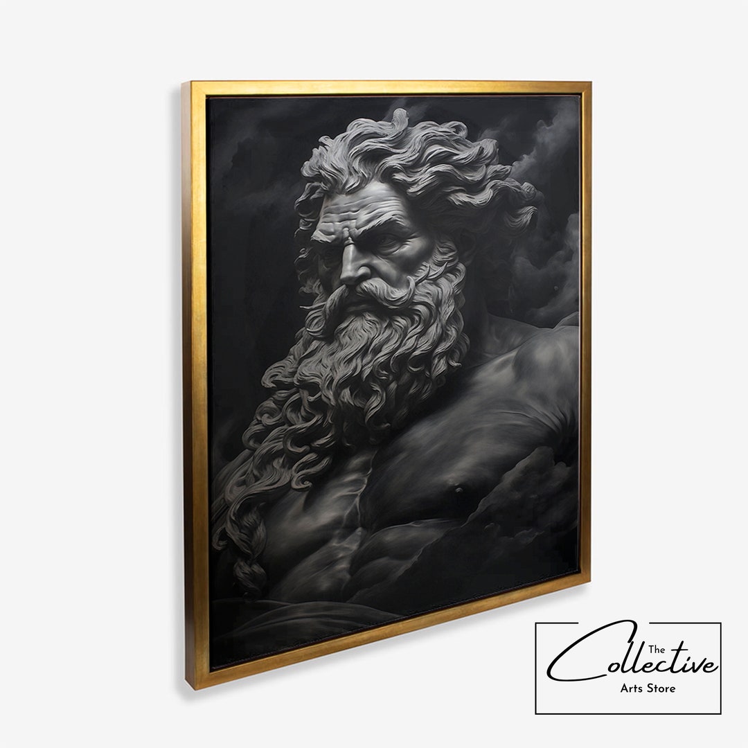 Grayscale Greek Art Poster Zeus Illustration Decor Home Styling Wall ...