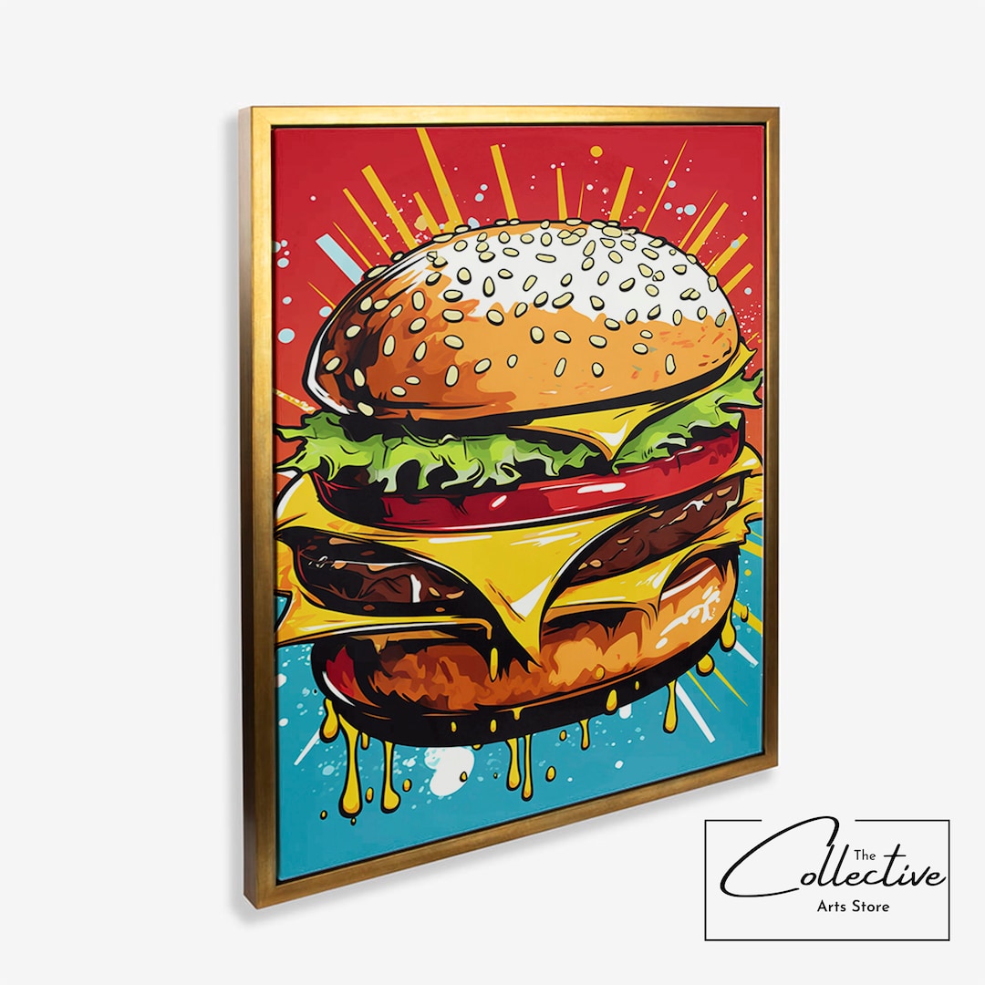 Burger Poster Food Wall Art Fast Food Art Canvas Diner Decor Burger Pop ...