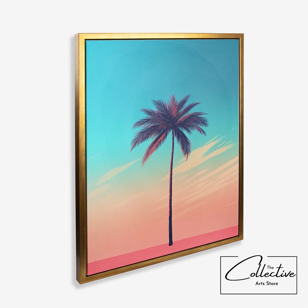 Palm Tree Minimalistic Poster Pastel Palm Tree Canvas Kids Room Wall ...