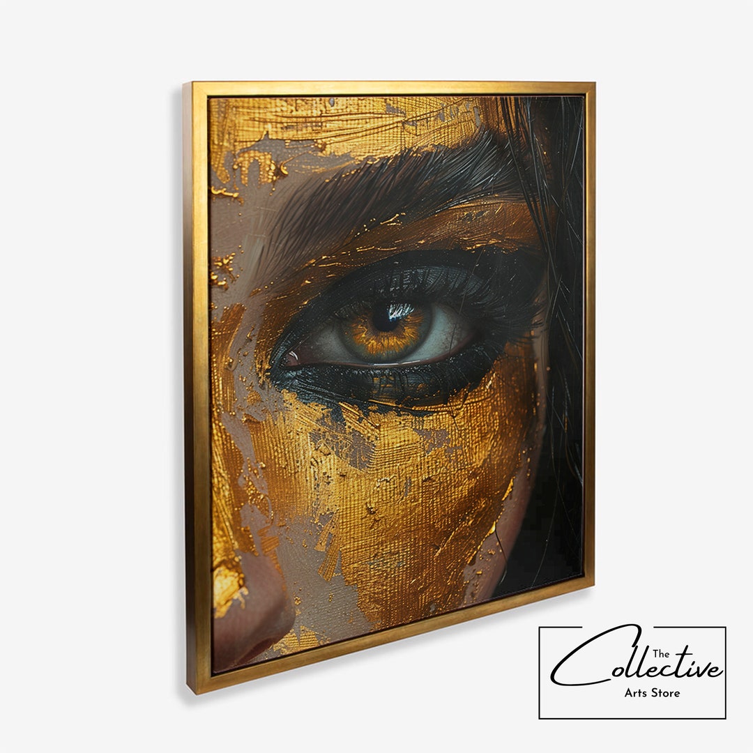 Gold Portrait Poster Woman Close up Print Black Gold Wall Decor ...