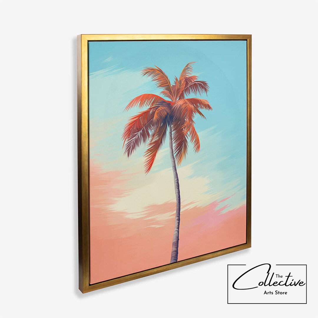 Pastel Palm Tree Canvas Palm Tree Minimalistic Framed Poster Kids Room ...