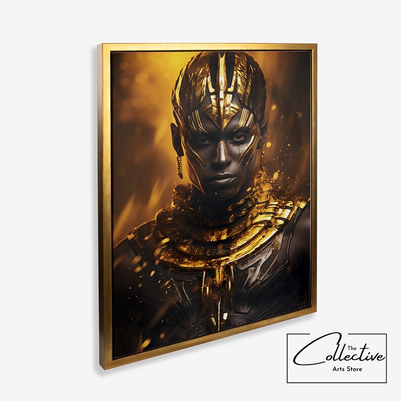 Contemporary African Culture Canvas Contemporary Art Gold Black Housewarming Gift African Style ...