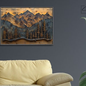 Modern Art Rustic Decor Poster for Living Room Framed Canvas Wall Art ...