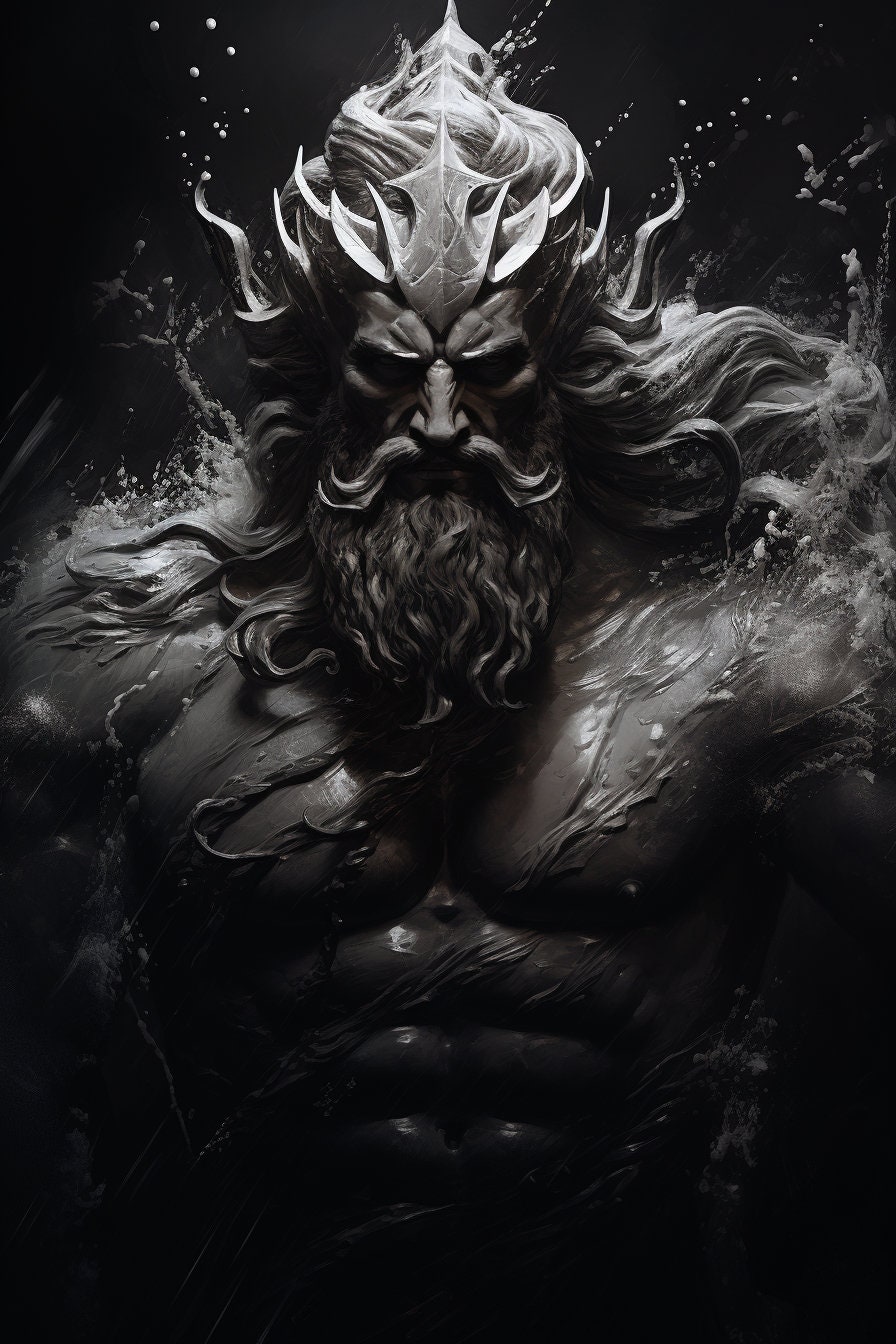 Athens Inspired Wall Art Poseidon Framed Poster Print Home - Etsy