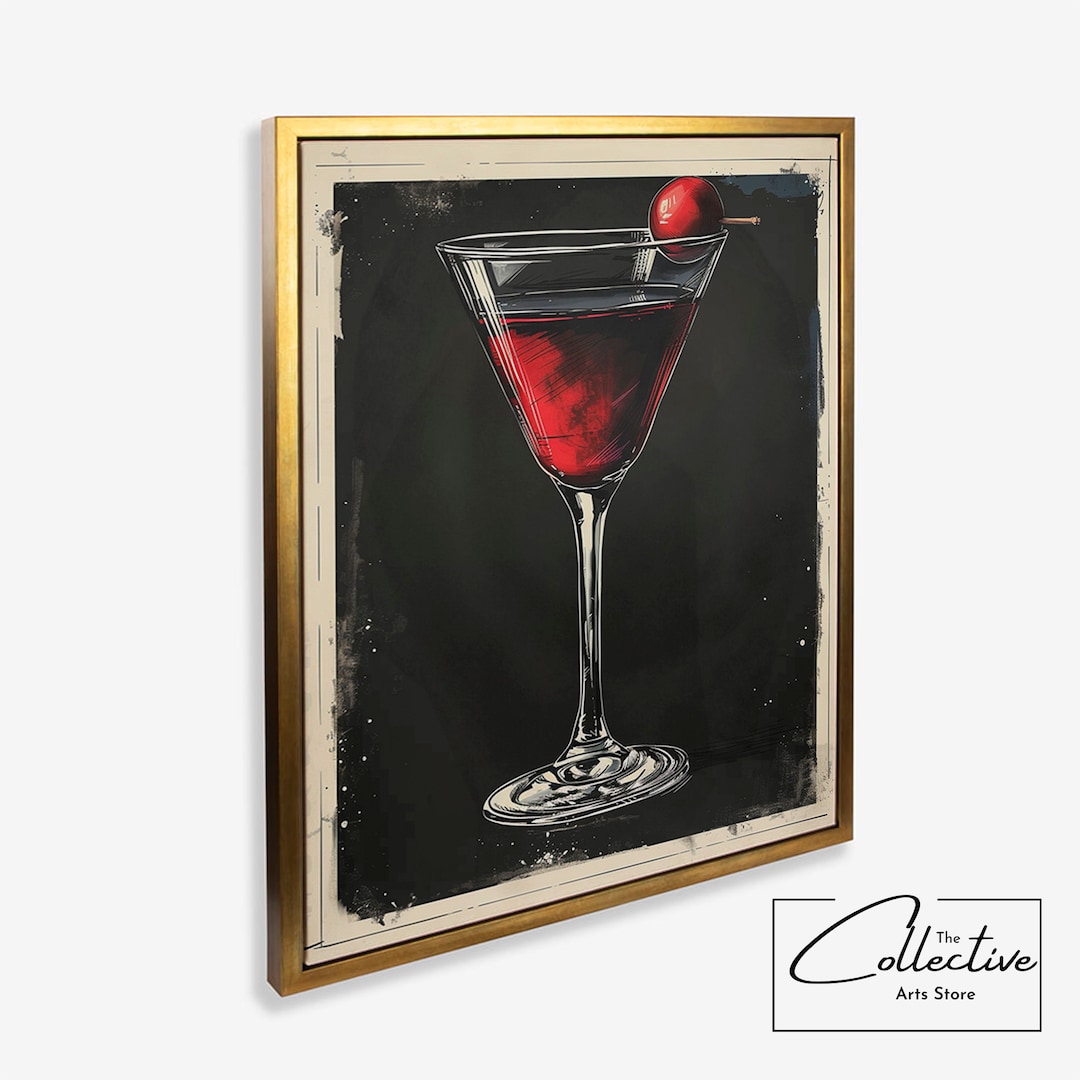 Kitchen Art Canvas Bar Wall Hangings Cocktail Framed Print Classic ...