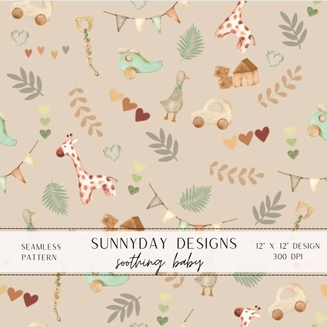 Printable Design for Kids, Boho Themed Seamless Design, Digital Pattern ...