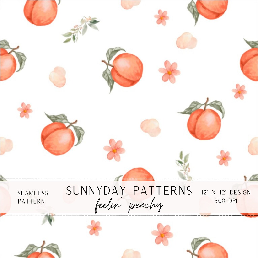 Peach Digital Paper, Peachy Seamless Design, Peachy Watercolor Seamless ...