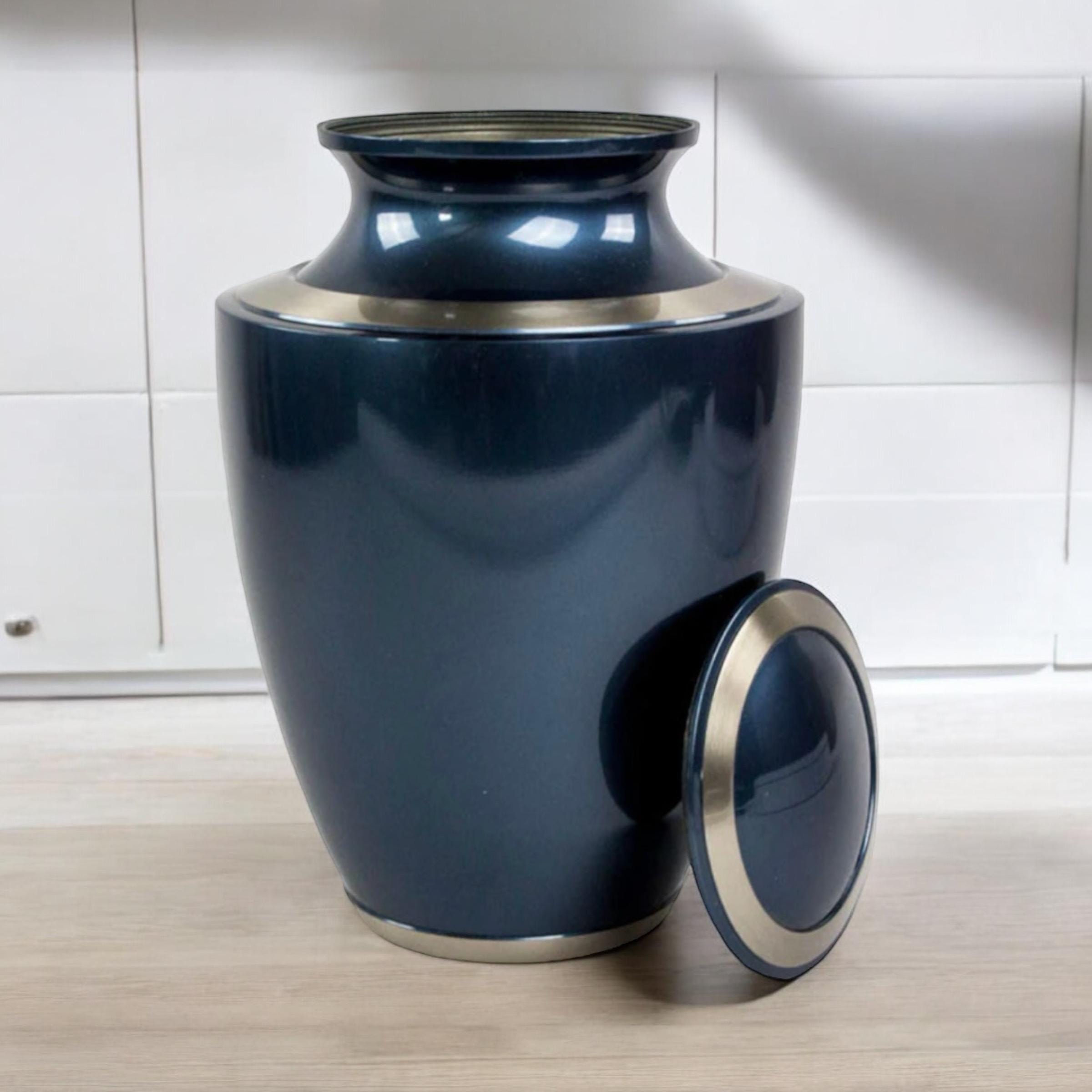 Personalized Moonlight Blue Cremation Memorial Urn With Custom ...