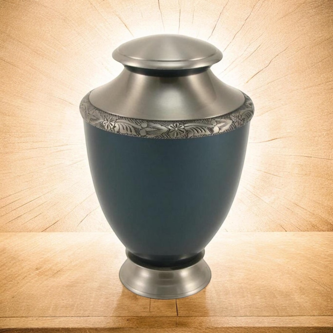 Indigo Brass Cremation Urn: Hand-engraved Memorial Urn - Etsy