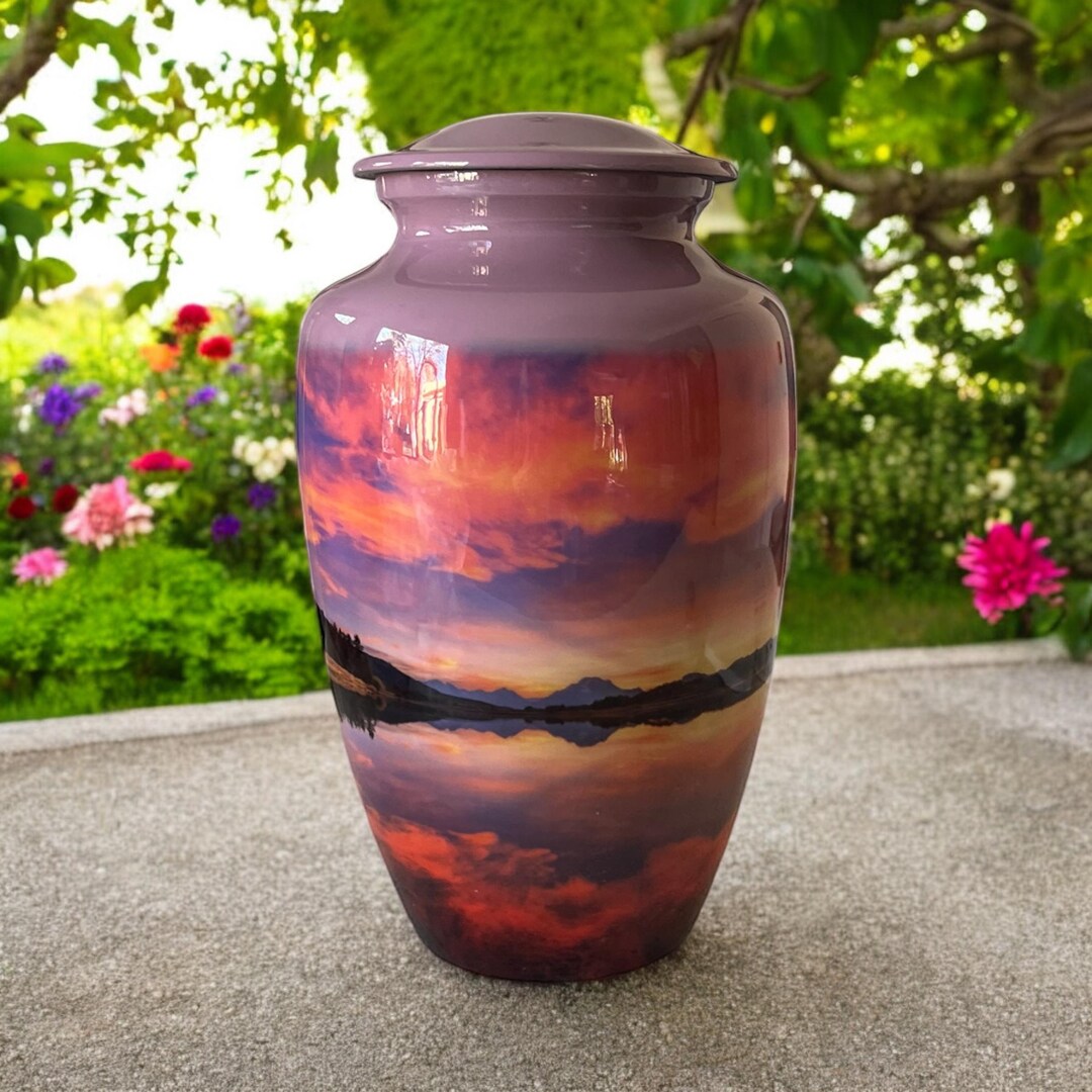 Cremation Urn Sunset Lake Full Size Personalized Memorial Urn Keepsake ...