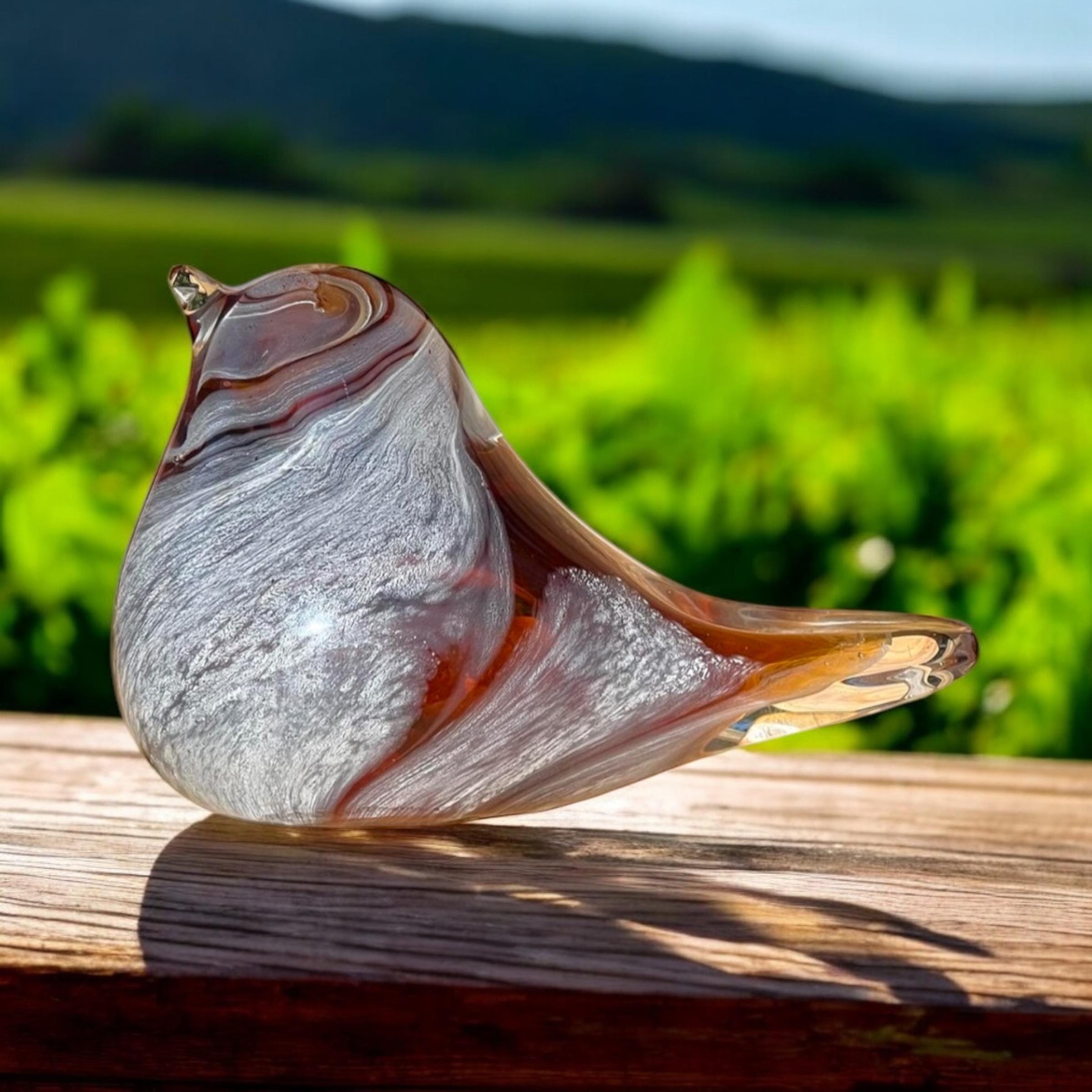 Blown Glass Memorial Urn Songbird Keepsake for Cremation Ashes ...