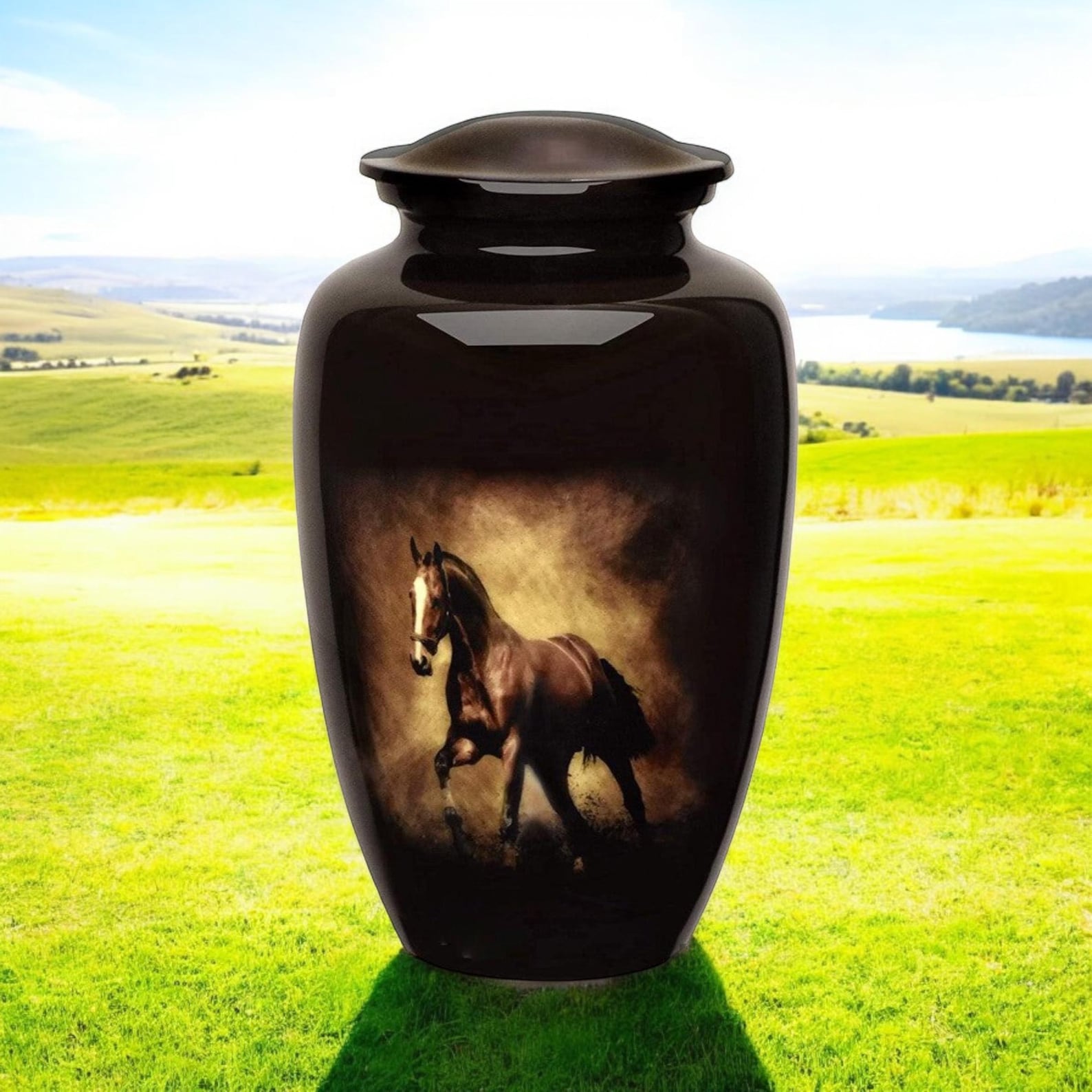 Running Free Painted Horse Design Urn | Adult Memorial Cremation Urn - Etsy