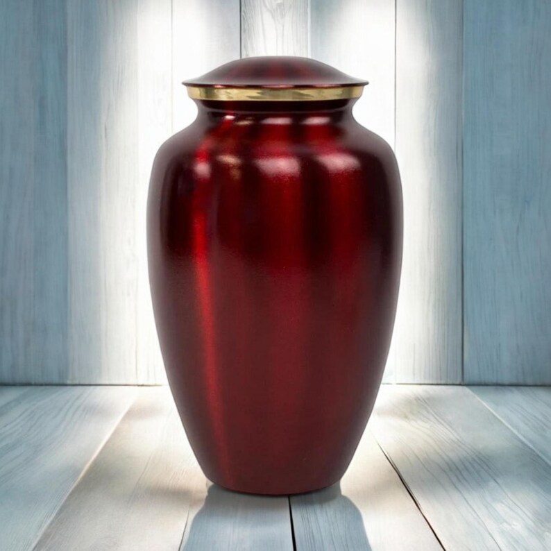 Large Traditional Brass Crimson Urn | Memorial Cremation Urn - Etsy