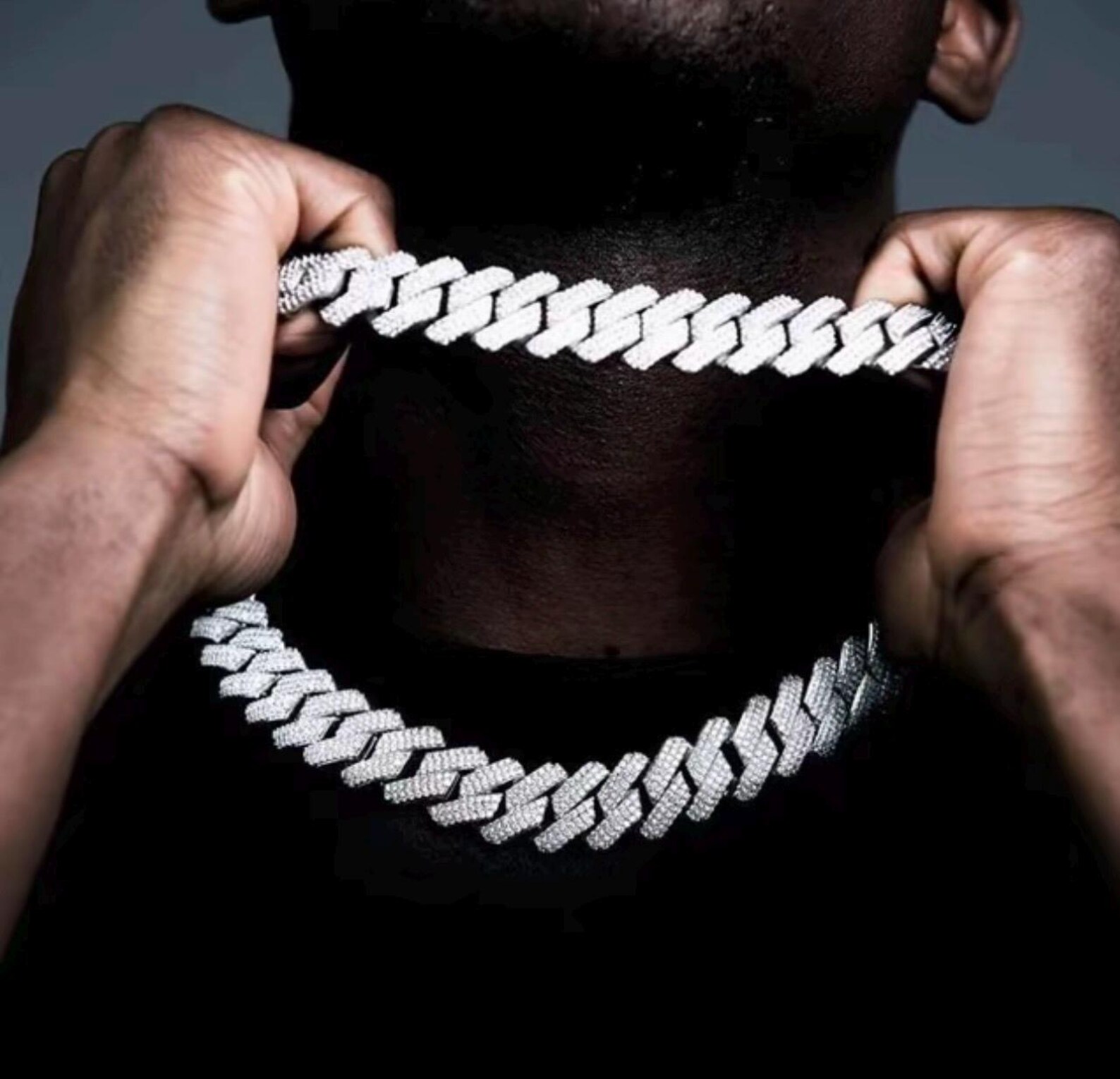 Cuban Ice Out Chain Bling Jewelry Men's Statement Necklace Hip Hop Drip ...