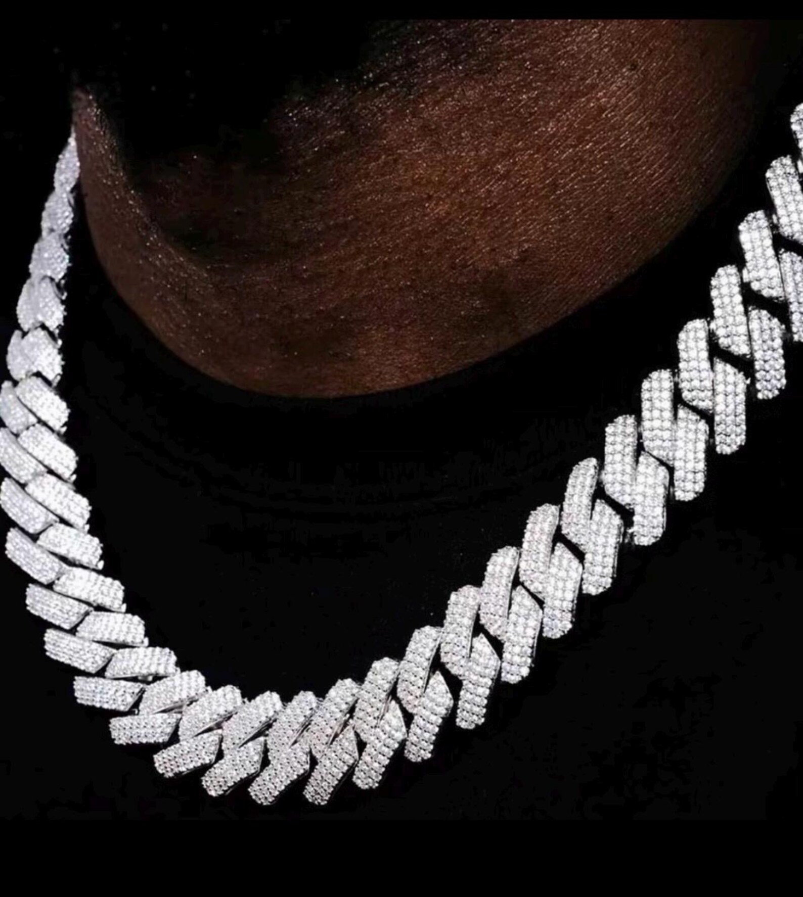Cuban Ice Out Chain Bling Jewelry Men's Statement Necklace Hip Hop Drip ...