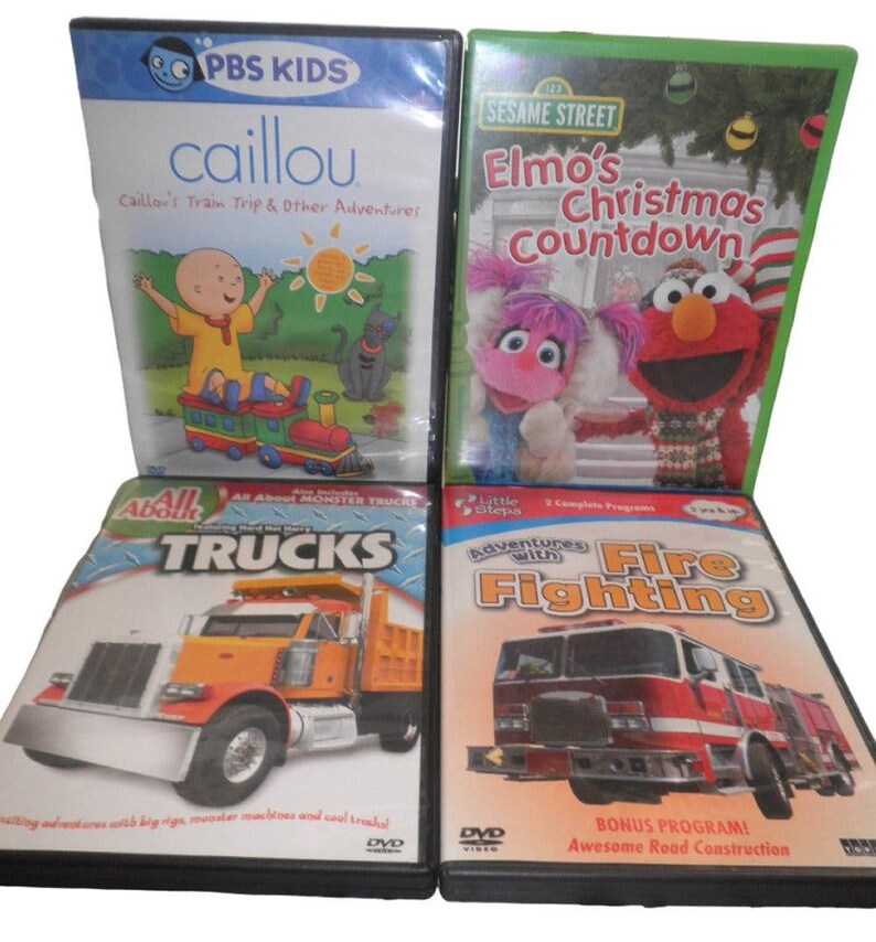 4 X Children Dvds SS Elmo, Firefighting, PBS Kids Caillou, & All About ...