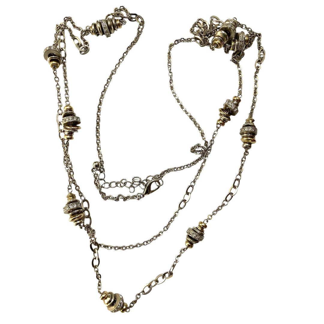 Elegant Loft Necklace Double Strand, Multi-layer, Silver & Gold With ...