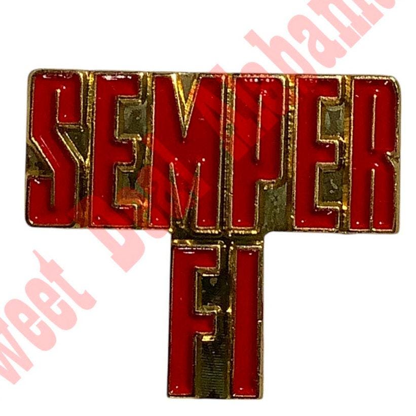 U.S. Marine Corps Block Lettering "semper Fi" Hat, Lapel Pin 7/8"h X 1 ...