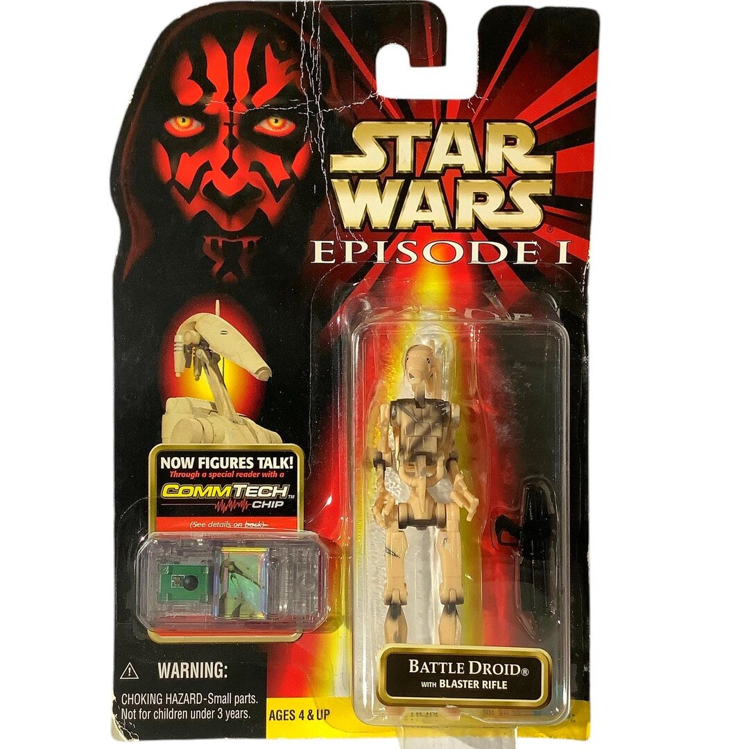 1998 Battle Droid W/ Blaster Rifle & Comtech Chip 4" Figure, Star Wars ...