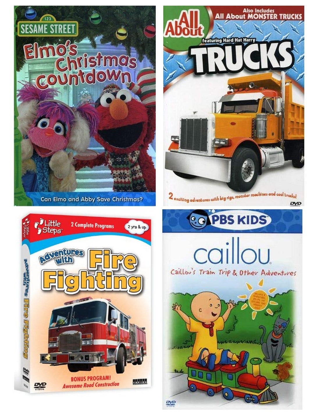 4 X Children Dvds SS Elmo, Firefighting, PBS Kids Caillou, & All About Trucks - Etsy