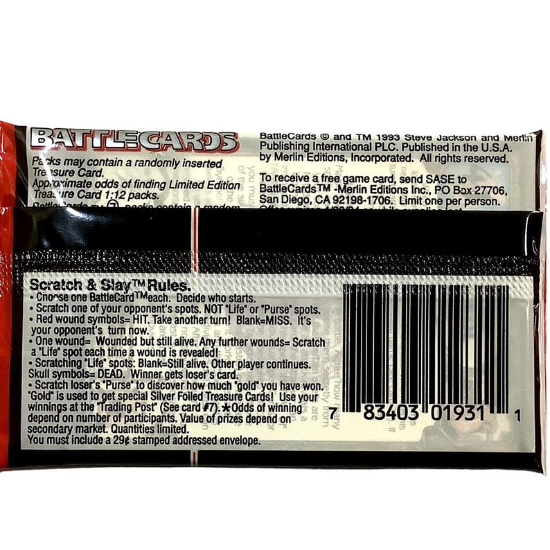 1993 Merlin Collection Battle Cards Booster Pack (10 Cards) NEW CCG TCG ...