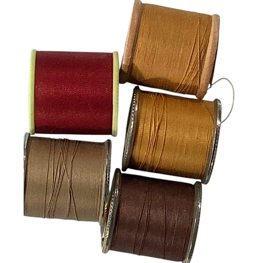 5 Vintage Spools of Thread, 5 Colors, Cotton Covered Polyester Thread ...
