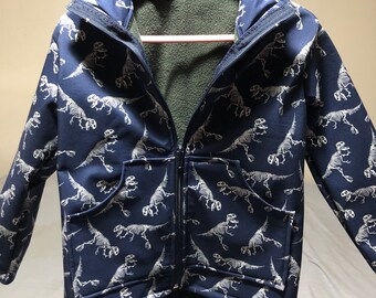 T Rex Hand Painted Dinosaur Jacket Boys Size 7 Tyrannosaurus Rex Denim ...
