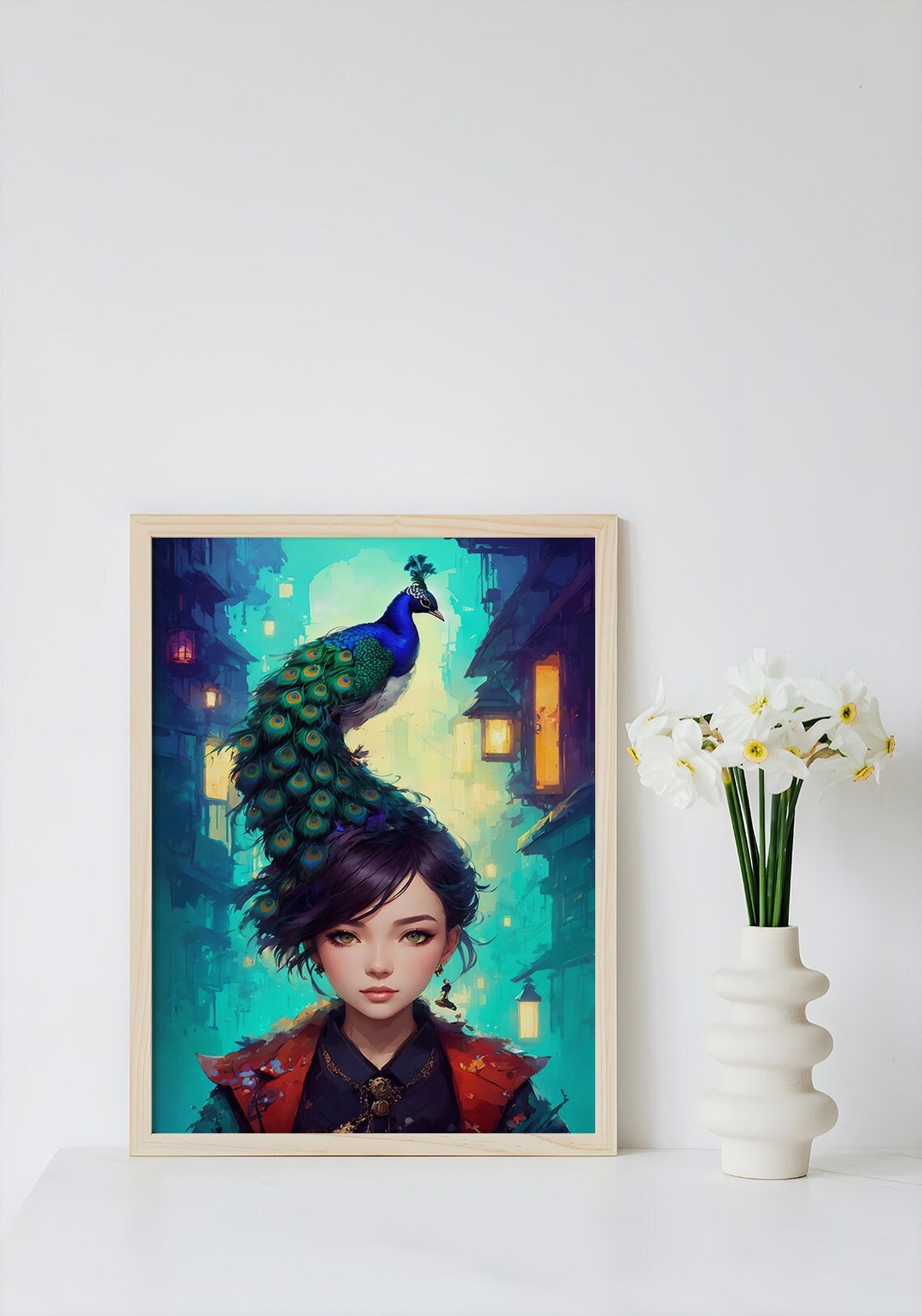 Peacock Girl 3 Digital Art Print Portrait Wall Art - Etsy