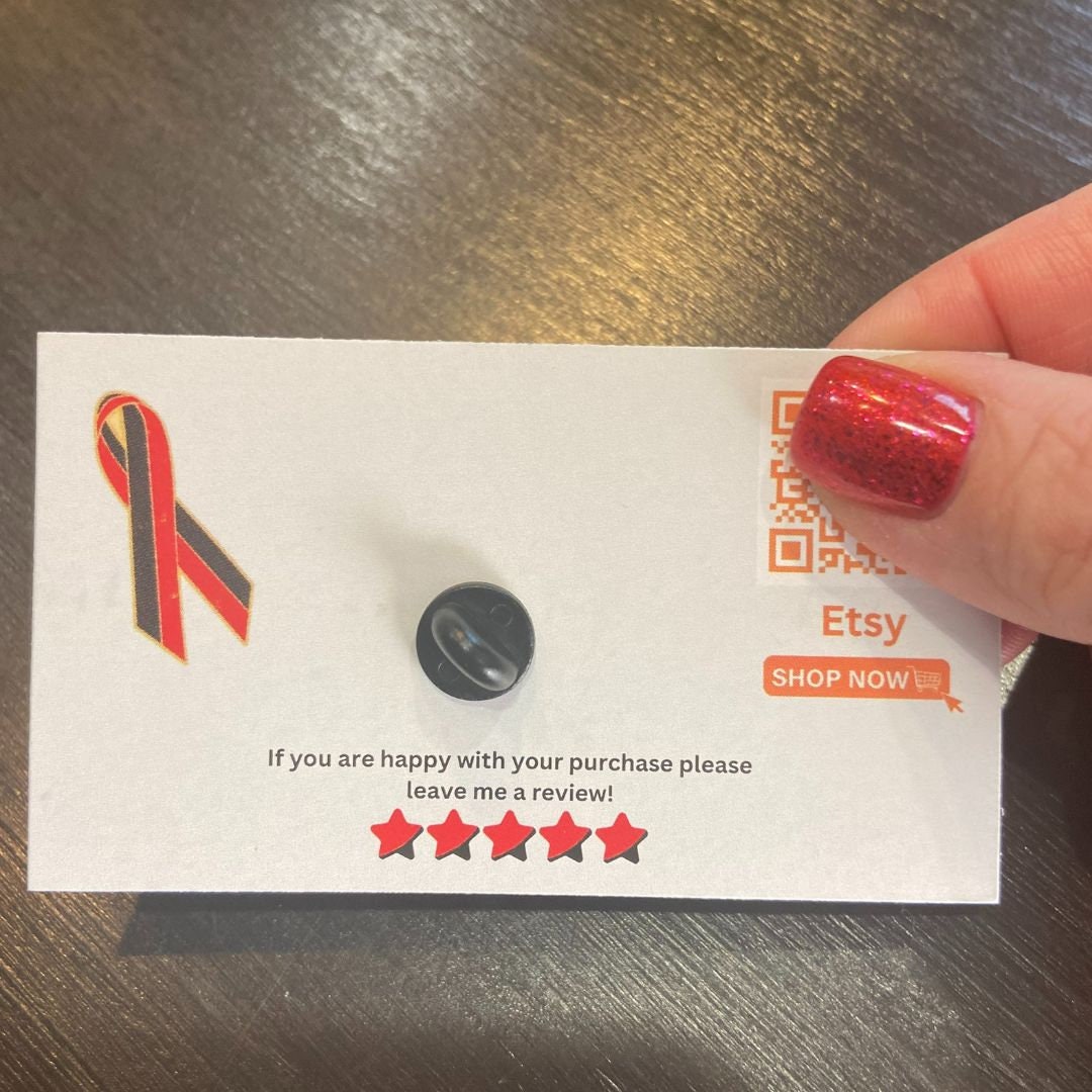 Violence Against Healthcare Workers Awareness Red & Black Ribbon Enamel ...