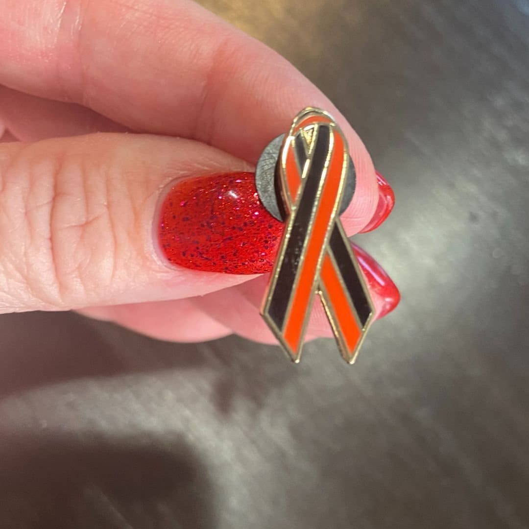 Violence Against Healthcare Workers Awareness Red & Black Ribbon Enamel ...