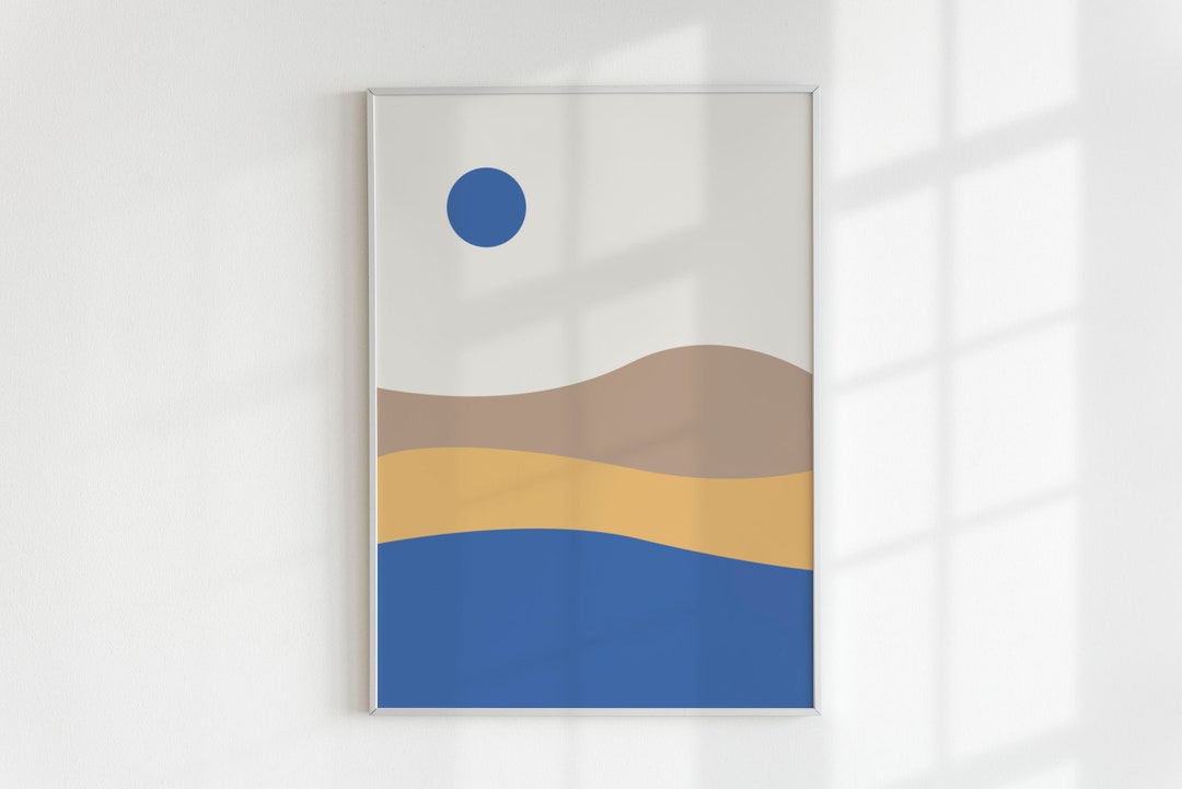 Desert Sunset, Motif Wall Art Printable, Abstract Wallart, Blue Beige ...