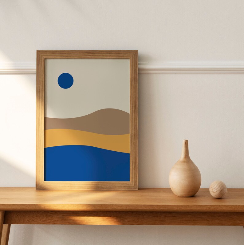 Desert Sunset, Motif Wall Art Printable, Abstract Wallart, Blue Beige ...