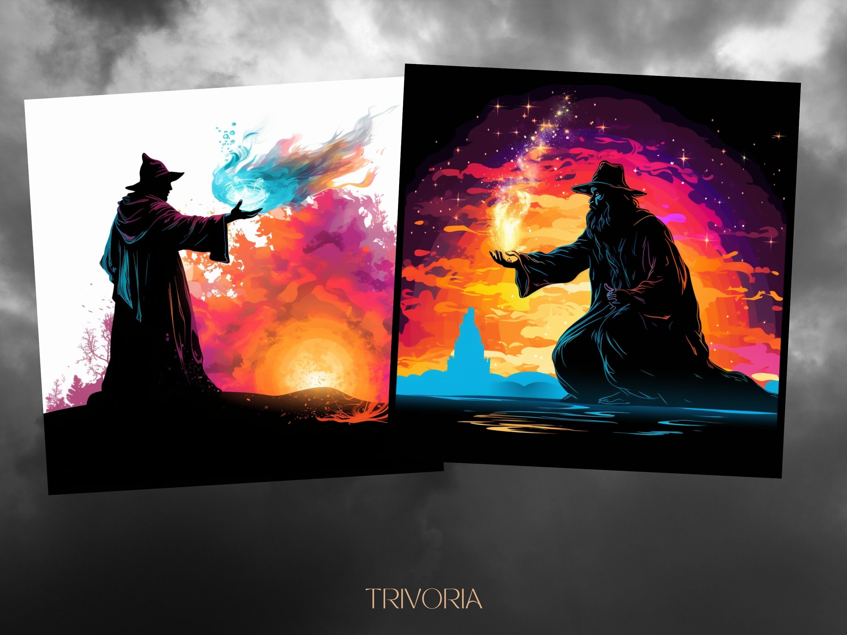 Dark Wizard Digital Bundle: Gothic Fairy Watercolor PNG, Enchanted ...