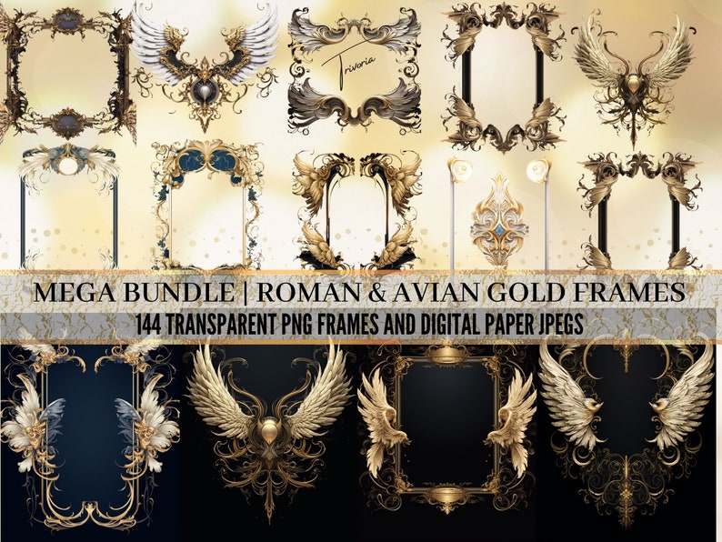 Mega Bundle Vintage Roman Frames Greco-roman Mythology Avian Gold ...